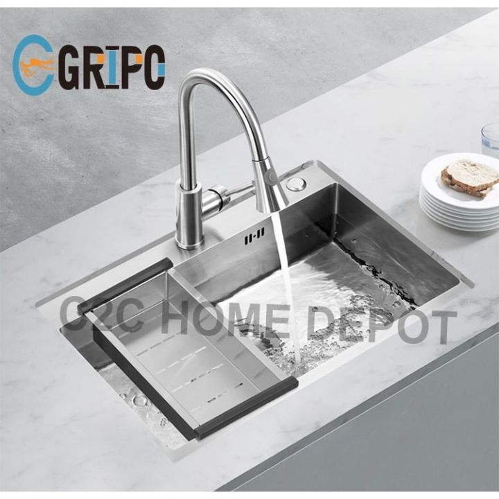 GRIPO 304 stainless universal undermount and topmount 1 bowl kitchen ...