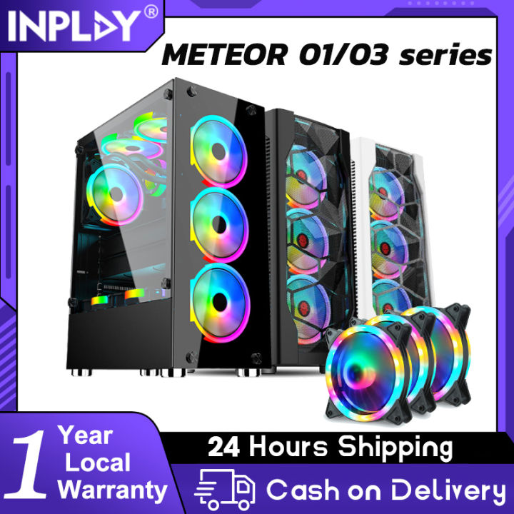 PC Case with Fan Desktop Computer Set Matx ATX Gaming Tempered Glass ...