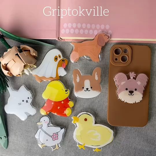 Griptok Acrylic หมาผูกจุก PopSocket การ์ตูนติดหลังมือถือ ที่ติดโทรศัพท์ ...