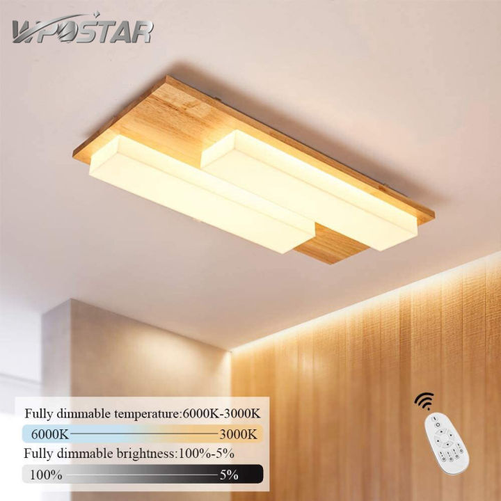 [Remote dimmable] LED ceiling light wooden lamp ceiling lamp design ...