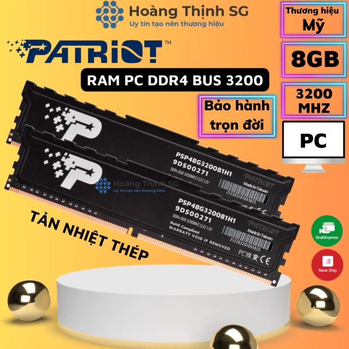Ram DDR4 8GB/16GB Bus 2666MHz Tản nhiệt thép PATRIOT dùng cho may tính ...