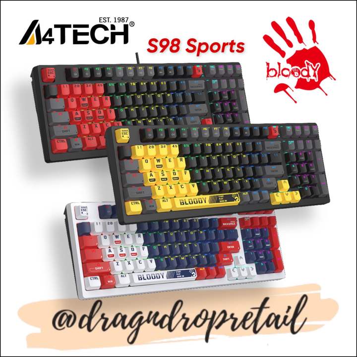 A4TECH BLOODY S98 Sports RGB Mechanical Gaming Keyboard, Hot Swappable ...