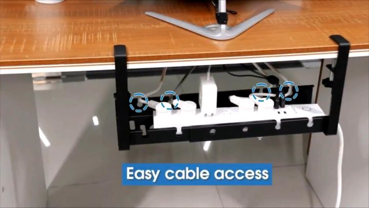 Under Table Storage Rack Cable Management Tray Desk Socket Holder Wire ...