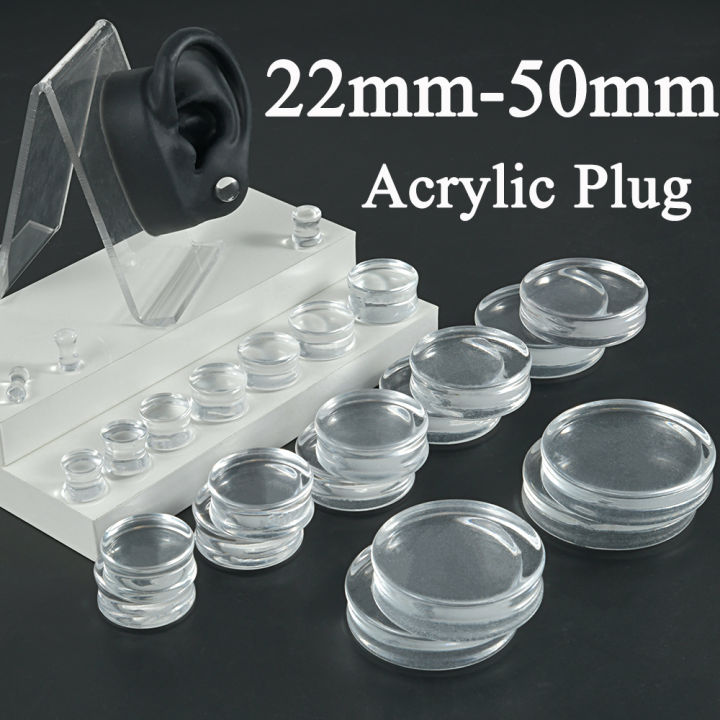 1pair Big Size 22mm-50mm Acrylic Solid Transparent Ear Plug Gauge ...