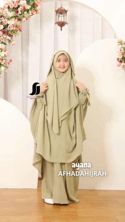 Gamis anak perempuan set cadar Ayana Hoodie crinkle air flow maroon ...