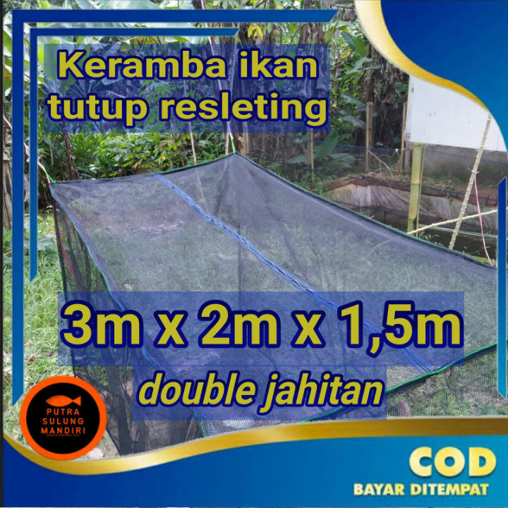 K3215 Jaring keramba hapa ikan tutup resleting 3x2x1,5 siap pakai ...