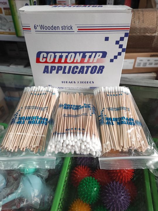 Cotton Applicator Non-Sterile (Small Head) - 100pcs. 6" Wooden Sticks ...