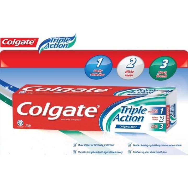 Colgate Triple Action Toothpaste Twin Pack Original Mint (200g x 2 ...
