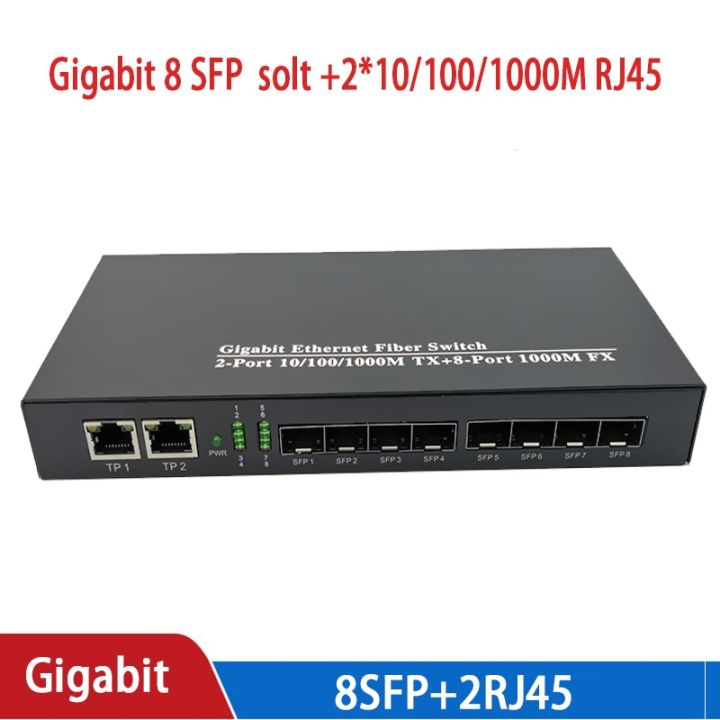 media converter 8 sfp 2 rj45 gigabit optical fiber switch for ip camera ...