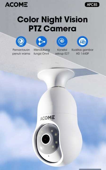 Acome APC8S SMART IP WIFI CAMERA CCTV 2.5K 1440P KAMERA BOHLAM E27 ...