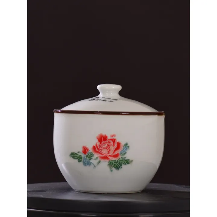 Large Capacity Ceramic Spice Jar with Lid for Kitchen Salt Pot Pig Lard ...