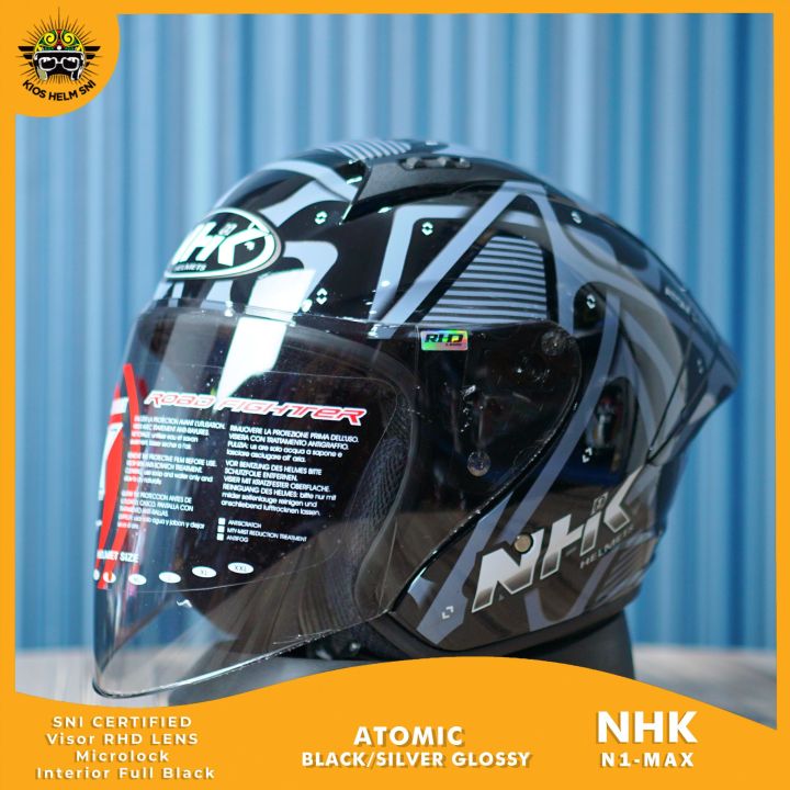NHK N1 Max Atomic Black Silver Helm Half Face - NHK Original | Lazada ...