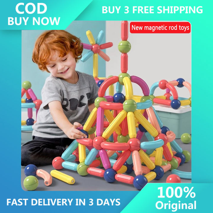 Magnetic Blocks Toys for Kids Magnetic Stick DIY Block Set 3D Building ...