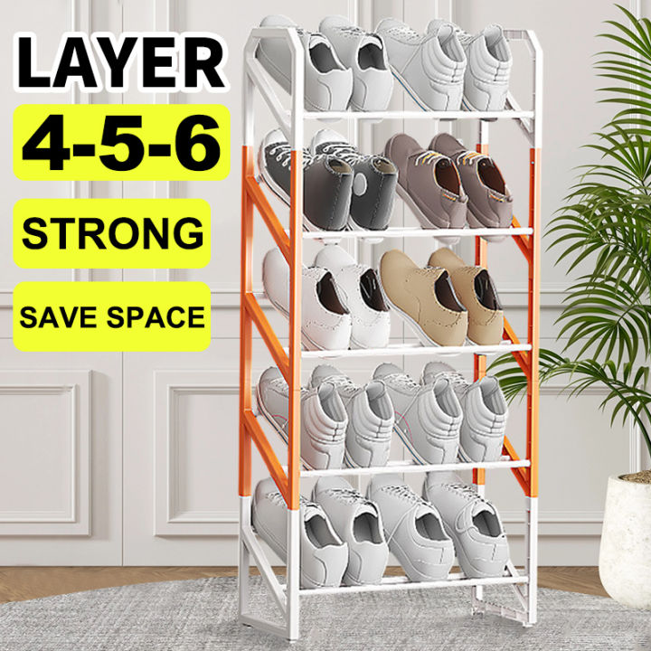 4/5/6 layer colorful shoe rack stainless steel stackable storage rack ...