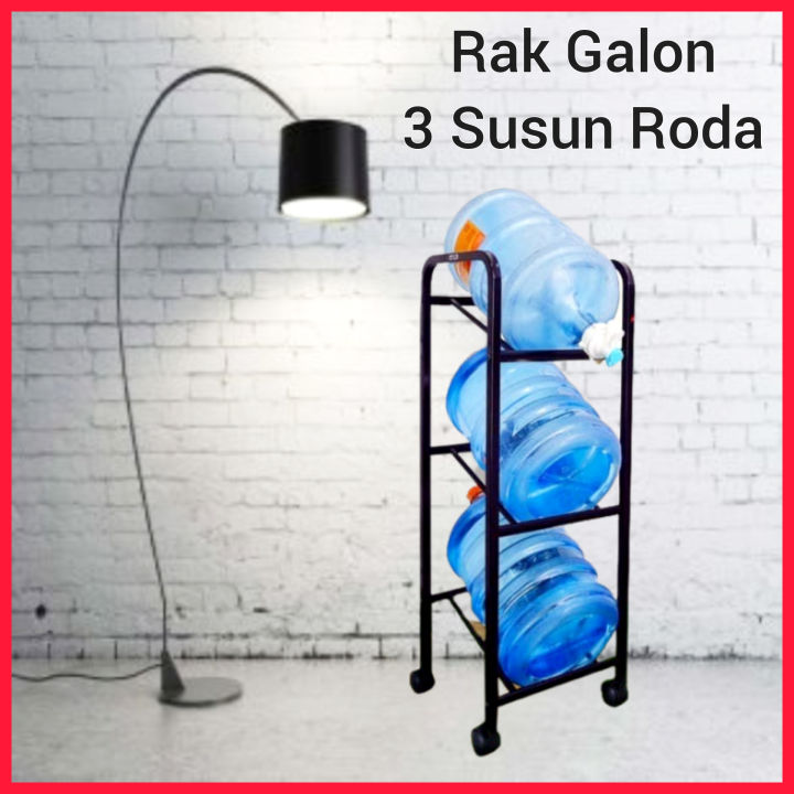Rak Galon Besi Susun 3 Roda | Lazada Indonesia