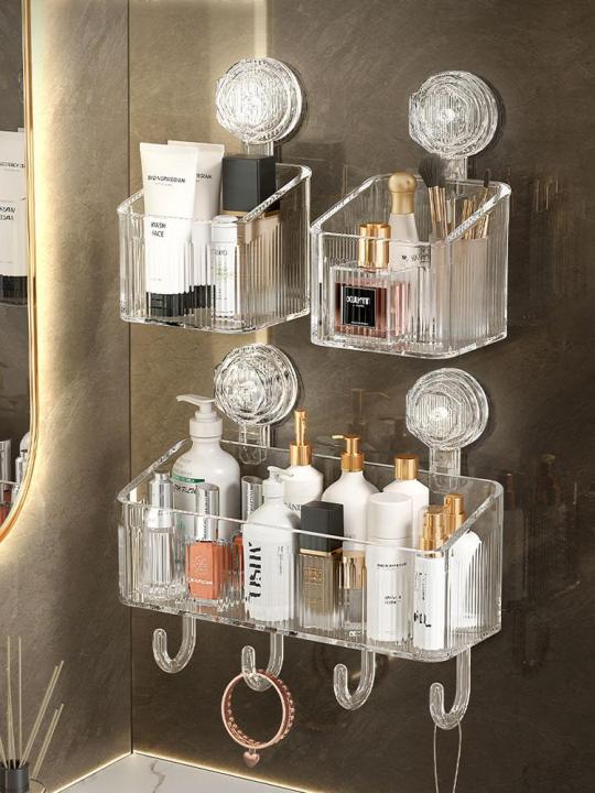 Bathroom Toilet Storage Master! Suction Rack Toilet Wash Basin Punch ...