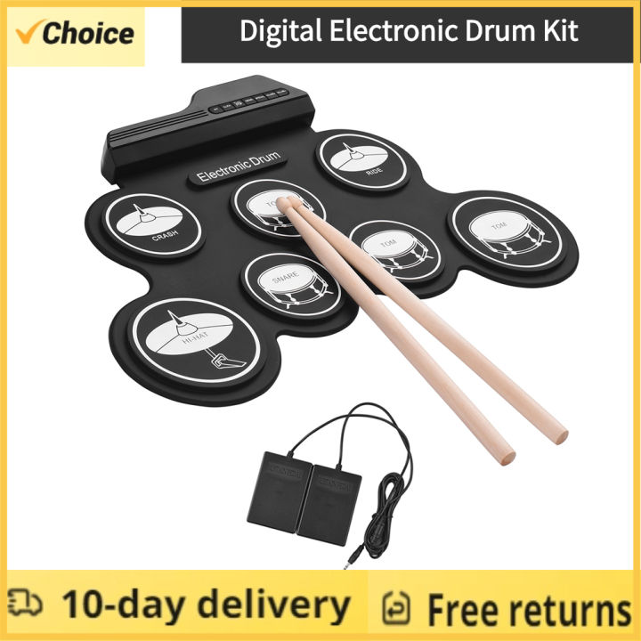 Electronic Drum Set USB Roll-Up Silicon Drums Pad Digital Foldable ...