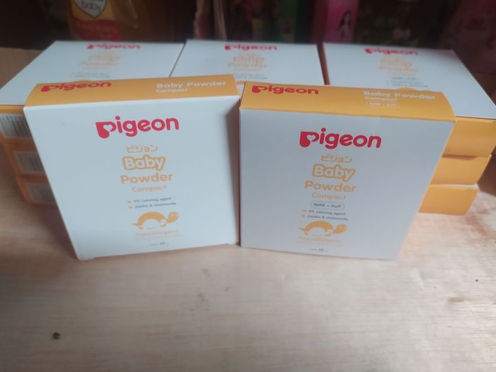 Pigeon powder cake cham 45g compact & reffil + puff | Lazada Indonesia
