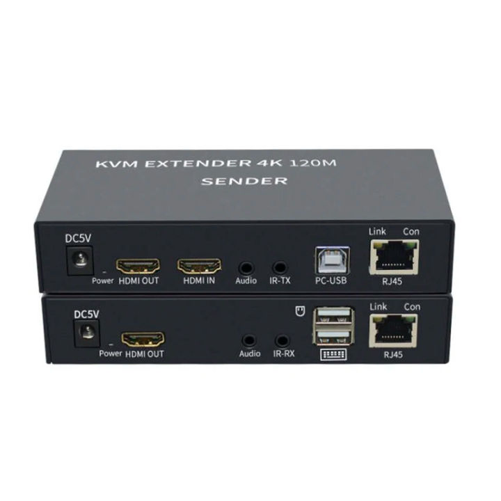 4K HDTV 120M KVM Extender HDMI-Compatible USB-A Keyboard Mouse 3.5mm ...