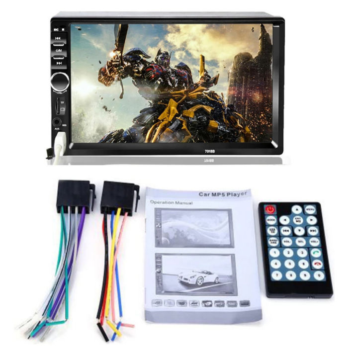 (พร้อมกล้องหลัง)7018B 2 Din 7 นิ้ว MP5 HD รถวิทยุ เครื่องเสียงรถยนต์ ...