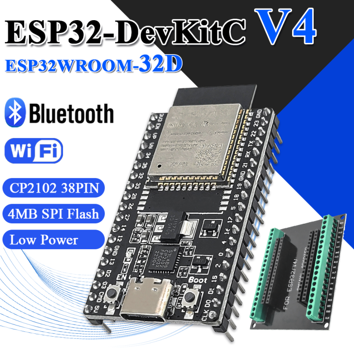 ESP32 Development Board with GPIO Expansion Board Kit ESP32-WROOM-32D BT Wifi Module USB Type-C ...