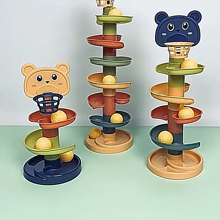 Mainan Bola 7 Layer Fun Rolling Sliding Ball Kids Stacking Tower ...