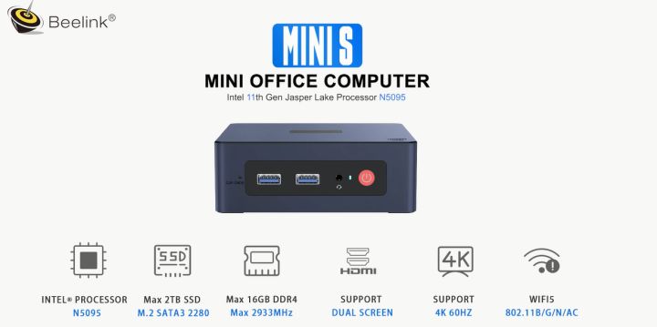 Mini Desktop office computer intel N5095/i5 7200U/i7 10875H, AMD Ryzen ...