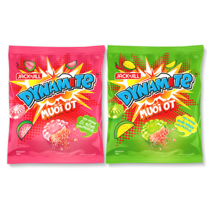 Kẹo Dynamite nhân muối ớt hương xoài xanh và ổi hồng gói 96g | Lazada.vn