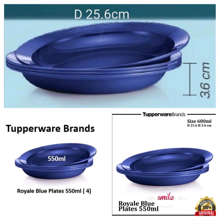Tupperware Royale Blue Giant Pitcher / Deep Plates / Mugs With Seal ...