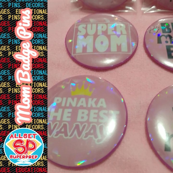 Mom Badge Button Pins - Simple Gift for Moms Mama Nanay Mother's Day ...