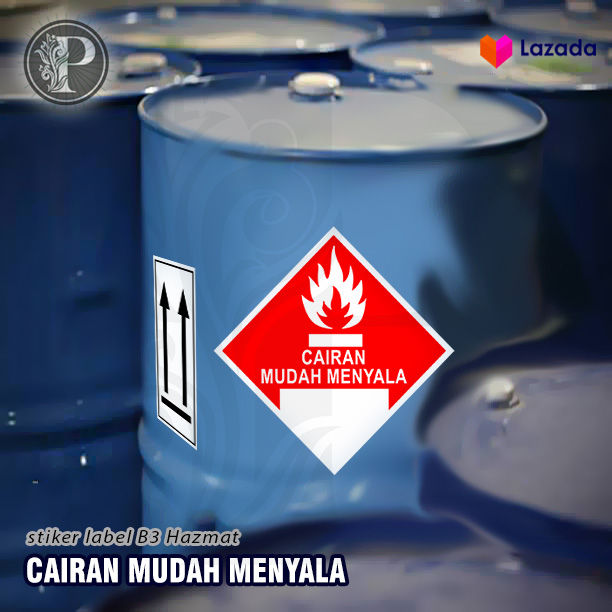 STIKER LABEL K3 LIMBAH B3 HAZMAT RAMBU CAIRAN MUDAH MENYALA | Lazada ...