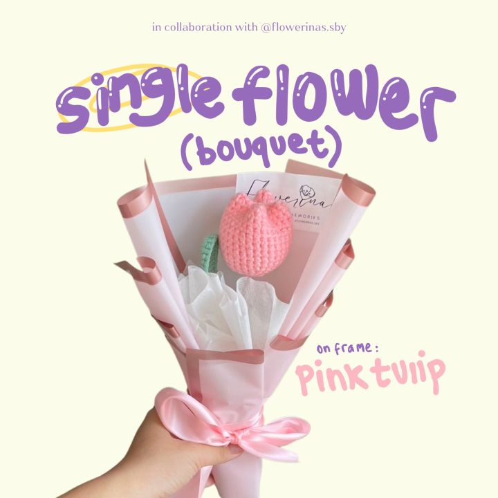 [READY] Crochet Flower Bouquet Single Tulip | Buket Bunga Rajut Tulip ...