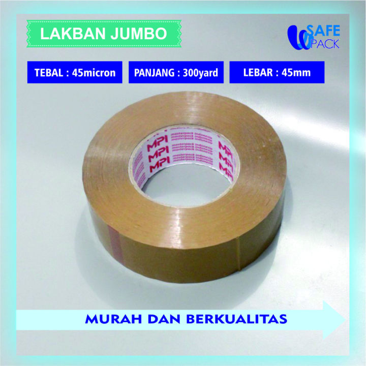 lakban / plakban jumbo coklat 300 yard MPI 2 inch 45mm x 300 yard murah berkualitas daya rekat ...
