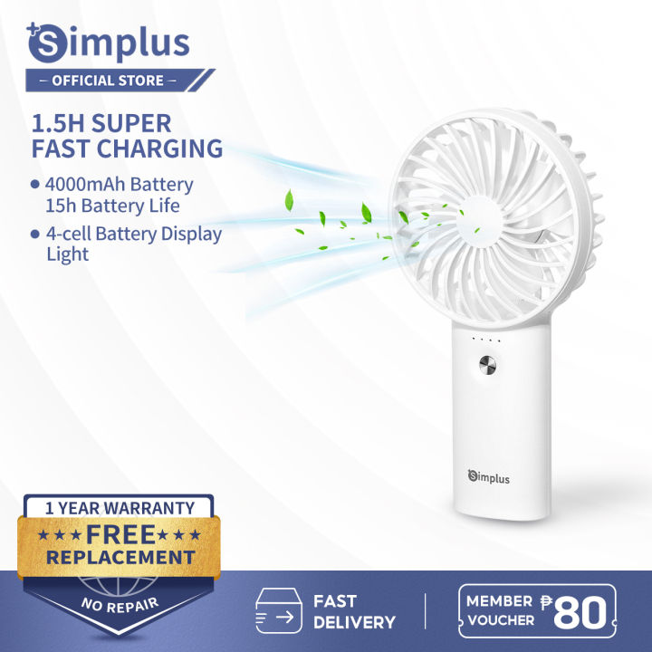 Simplus Mini Portable Fan Rechargable Turbo Ultra-Quite Hand-held Fan ...