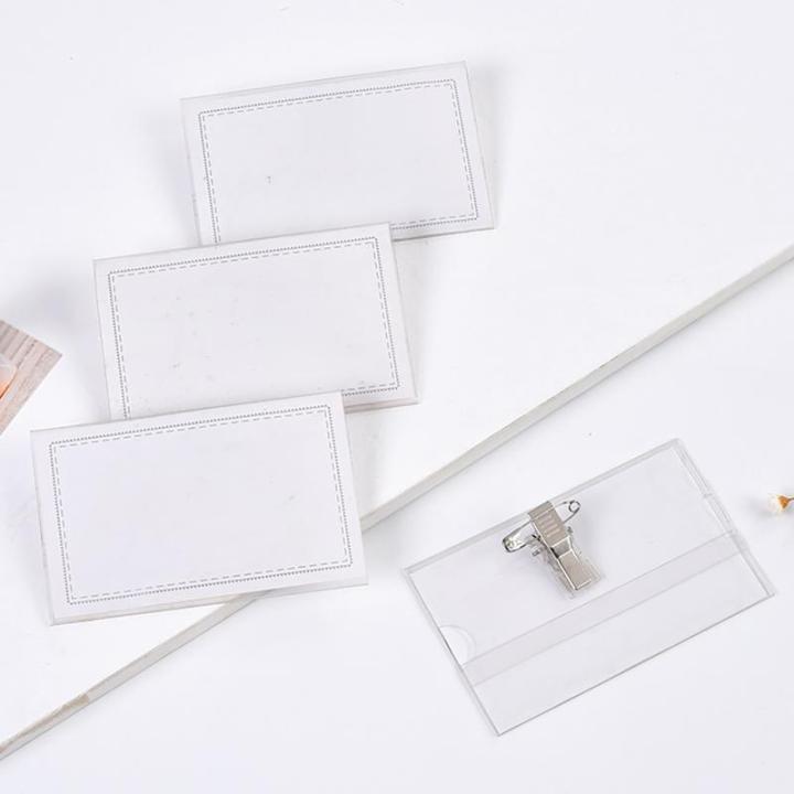 5/10/20-Pcs Double-Sided Clear ID Card Sleeve Badge Holders with Clip ...