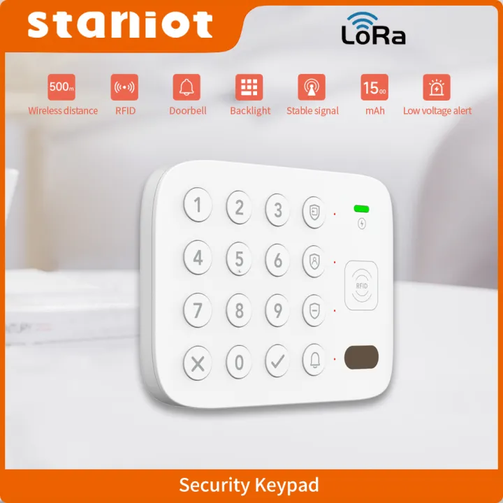 Staniot LoRa Version Wireless Touch Keypad 500m Transmission Distance Works with Secpanel 7 Pro ...
