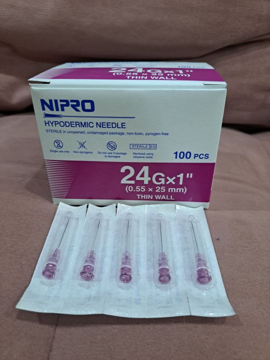 Needle เข็มฉีดยา หัวเข็ม เบอร์ 24G x 1นิ้ว ยี่ห้อ Nipro กล่องละ 100ชิ้น | Lazada.co.th