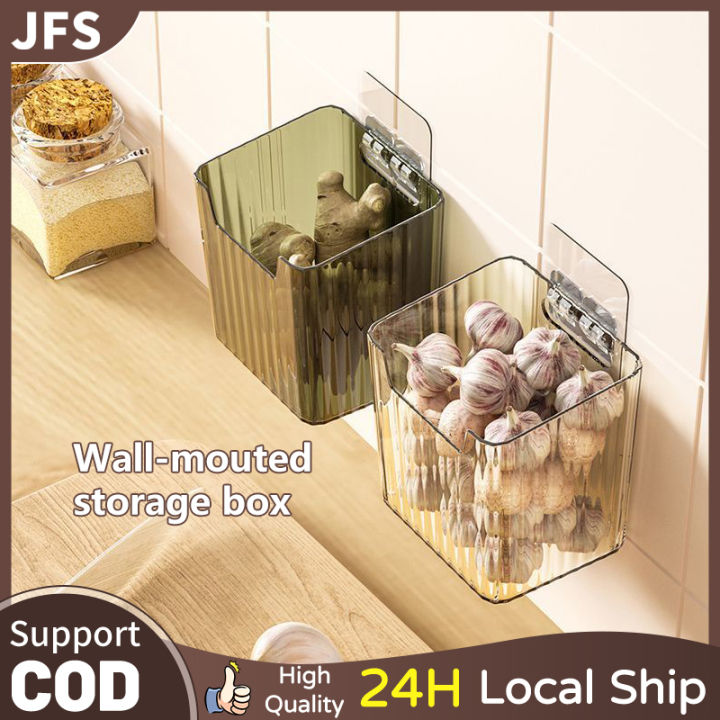 JFS Ginger Garlic Storage Box Wall-mouted Kitchen Countertop Vegetable ...