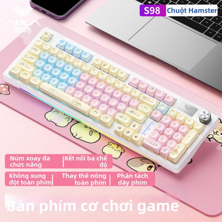 AULA | Bàn phím cơ AULA S98 Chubby Hamster, Không Dây 3 Chế Độ, Layout ...