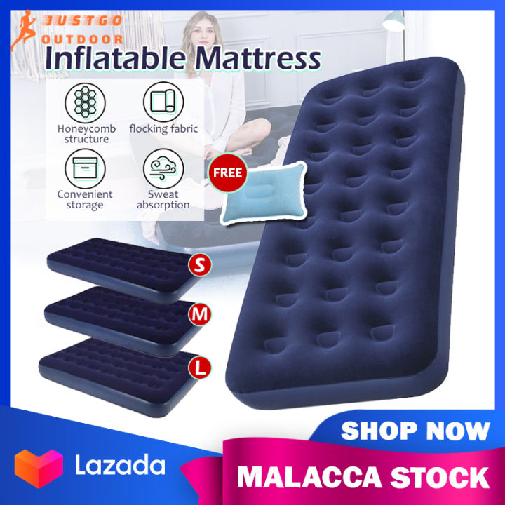 🔥Free Pillow Inflatable Air Mattress 3 Sizes Camping Beds Travel Hiking ...