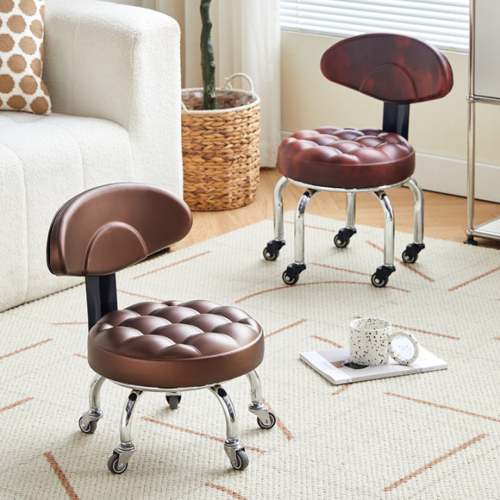 Pulley Stool Small round Stool Household Floor Cleaning Movable Low ...