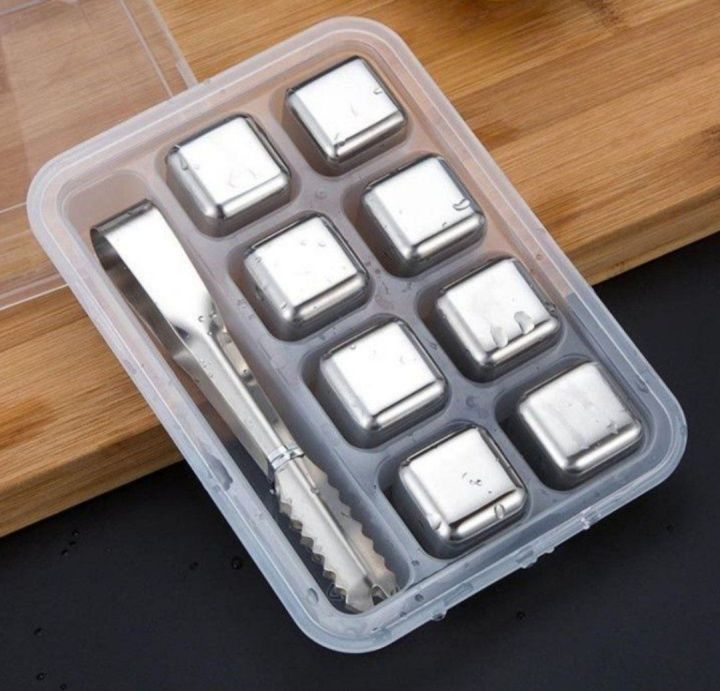 1 Set 8pcs 🔥Free Tong & Box SUS 304 Stainless Steel Metal Freezer Cool ...