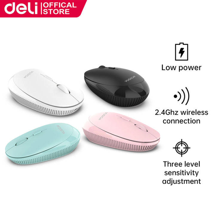 Deli Wireless Mouse Battery Operated for Laptop Adjustable 1600Dpi 2 ...