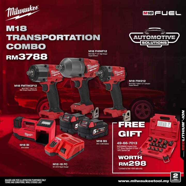 Milwaukee M18 impact Wrench Combo SET M18FHIWF12-502X + M18FMTIW2F12-0 ...