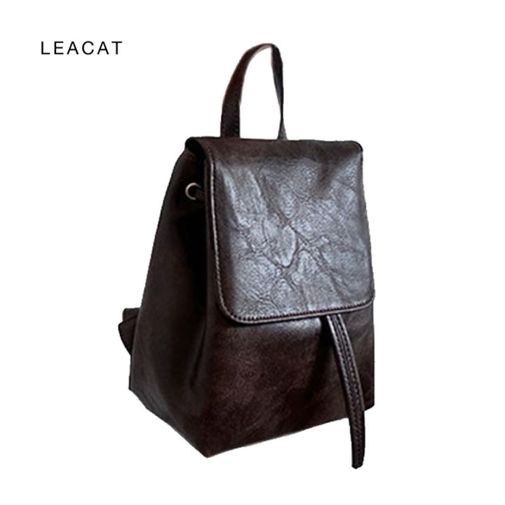 Leacat High end, compact, retro American brown backpack, new minimalist ...