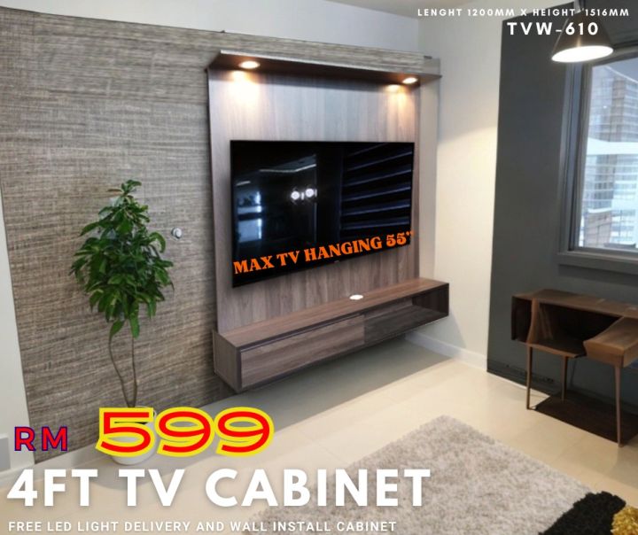 {Mr 99 Furniture}[FREE INSTALLATION]Modern Wall TV Hanging Cabinet With ...