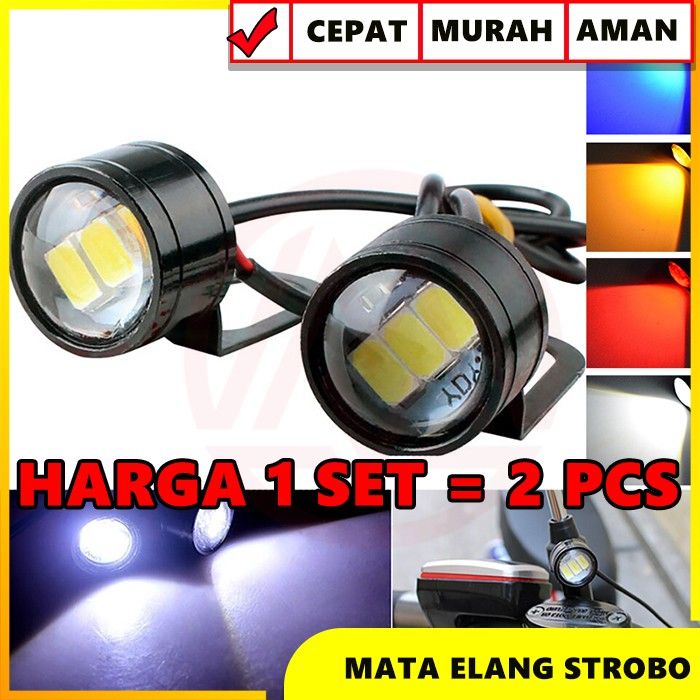 LAMPU MATA ELANG STROBO EAGLE EYE FLASH SROBO KEDIP 3 LED DENGAN BRACKET | Lazada Indonesia