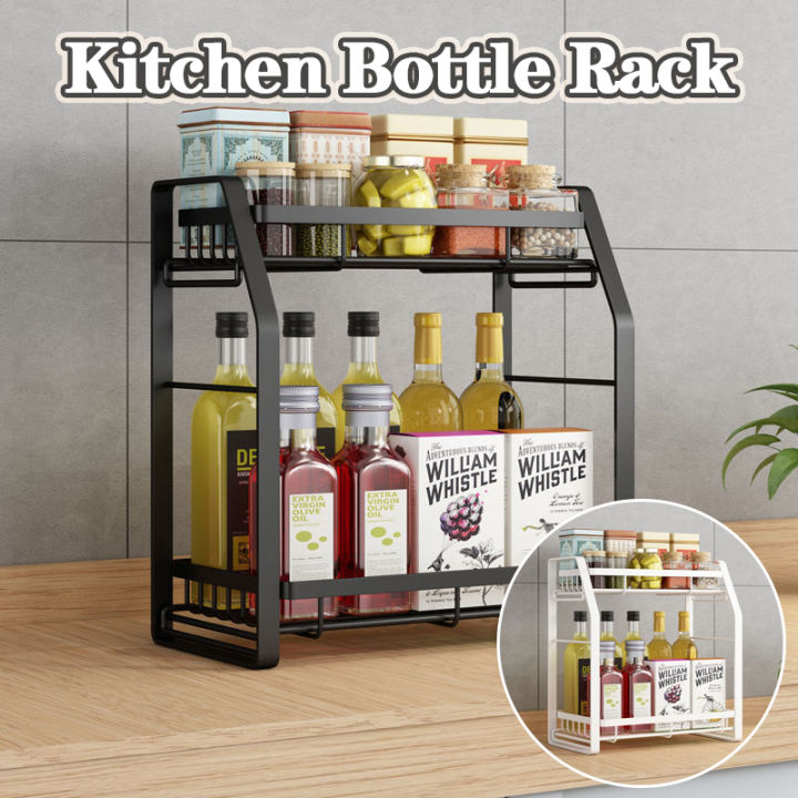 2Layers Kitchen Spice Organizer Rack Seasoning Jars Holder Home Shelf ...