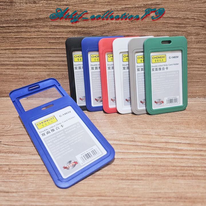 Tempat Id Card Sliding Plastik Tranparan 2 Sisi Holder Id Card Sliding ...