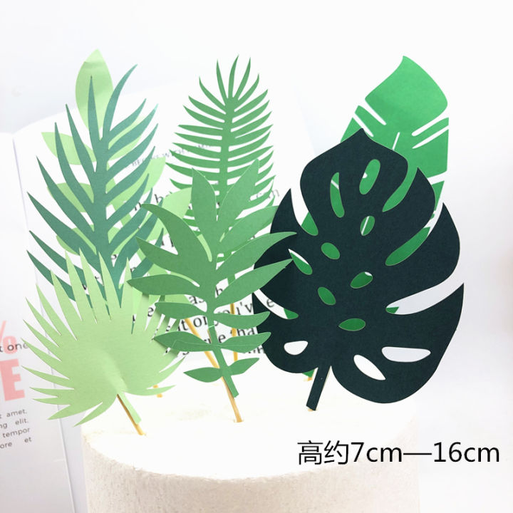 Forest Leaves Birthday Cake Decorative Insertion Felt Coconut Tree